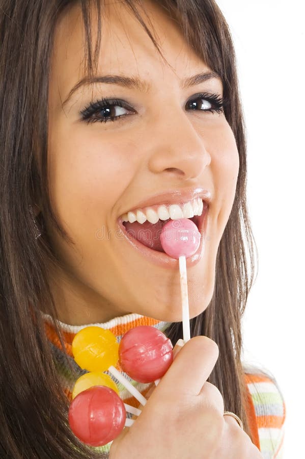 Girl with candy stock photo. Image of brunette, girl, people - 4741566