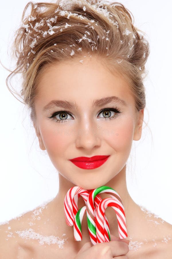 Girl with candy canes stock photo. Image of hairstyle - 22235946
