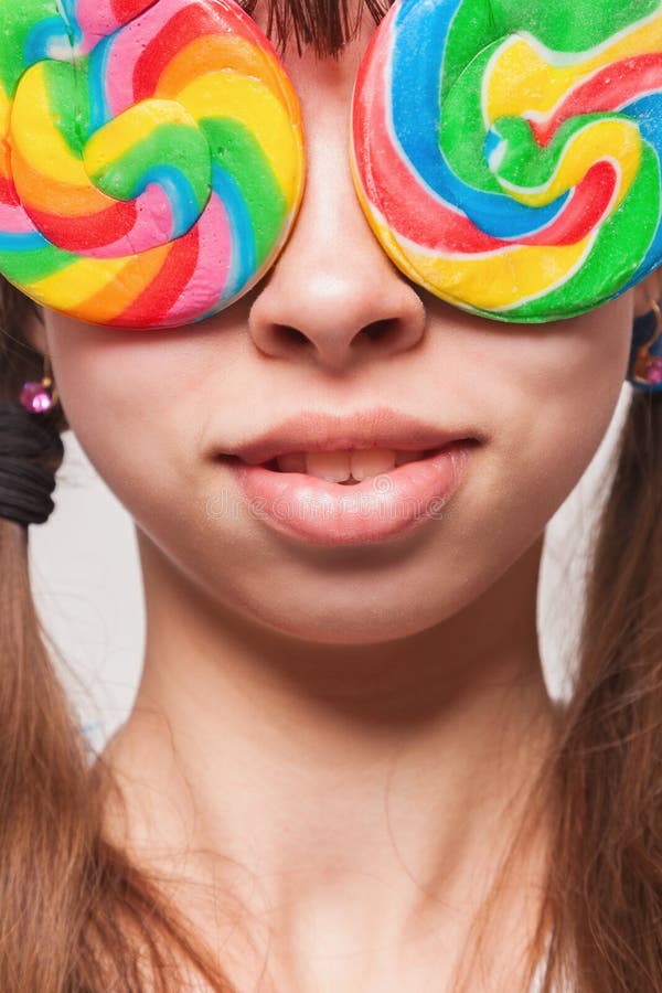 Girl with candy stock photo. Image of close, attractive - 46136622