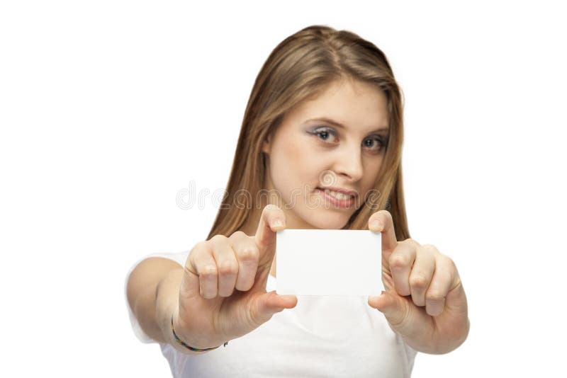 Girl with card for text stock photo. Image of expression - 368038