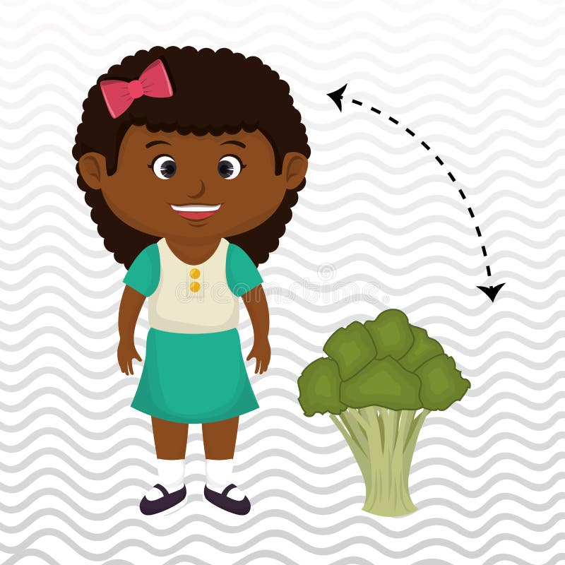 Girl Cartoon Broccoli Vegetable Stock Illustration - Illustration of ...
