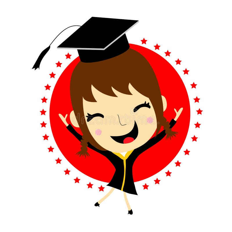 Girl Cartoon Graduation Vector Stock Vector - Illustration of vector ...