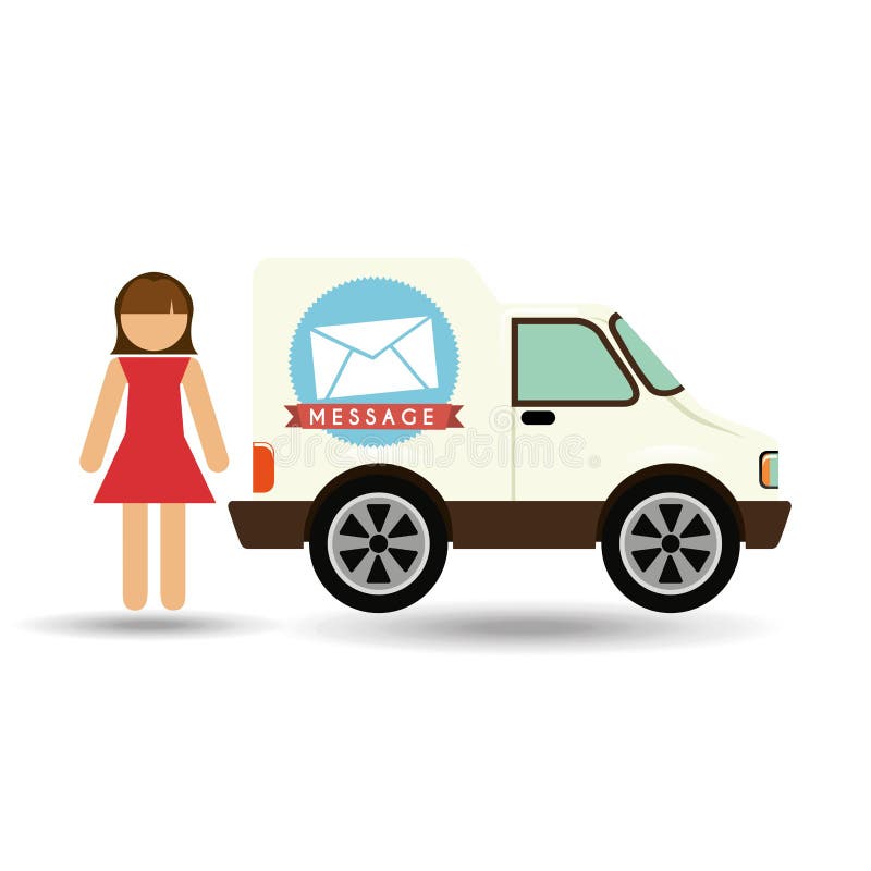 Girl Cartoon Mail Car Icon Design Stock Vector - Illustration of ...