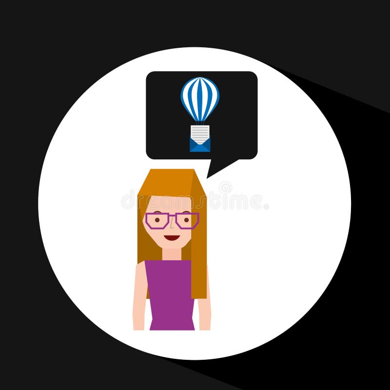 Girl Cartoon Post Email Envelope Stock Vector - Illustration of package ...