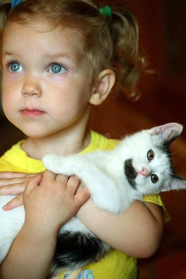 Girl and cat stock photo. Image of friendship, look, nice - 10486718