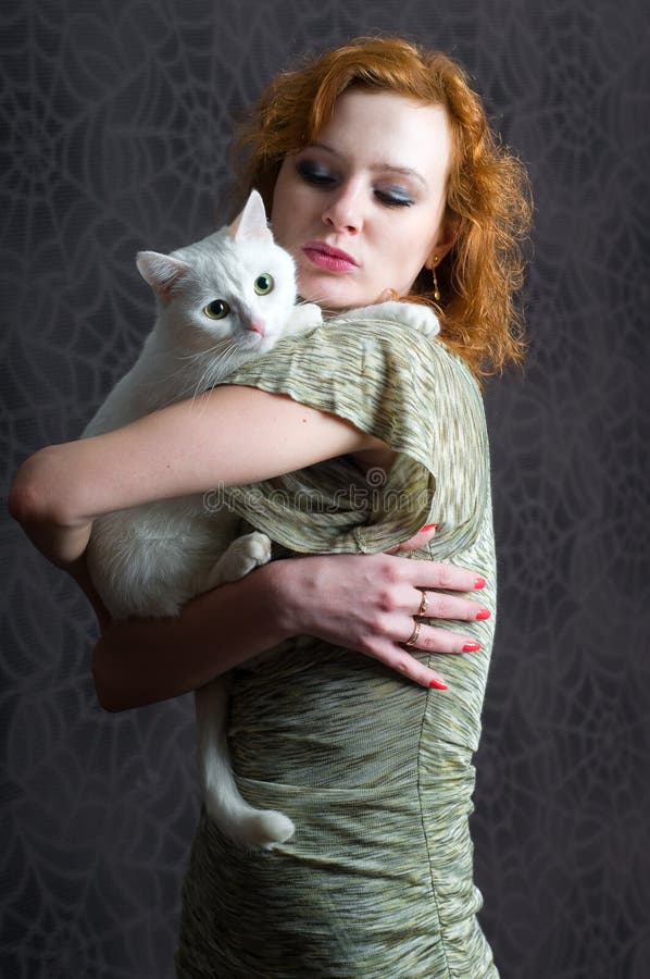 Girl and cat stock photo. Image of kitten, house, friendship - 22234104