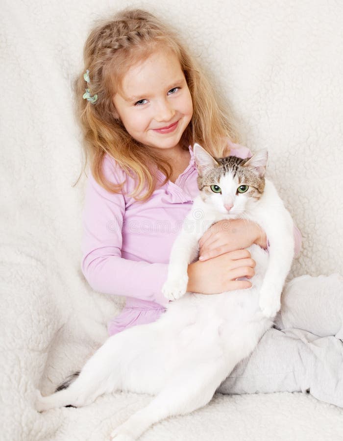 Girl with cat stock image. Image of female, girl, person - 23864795