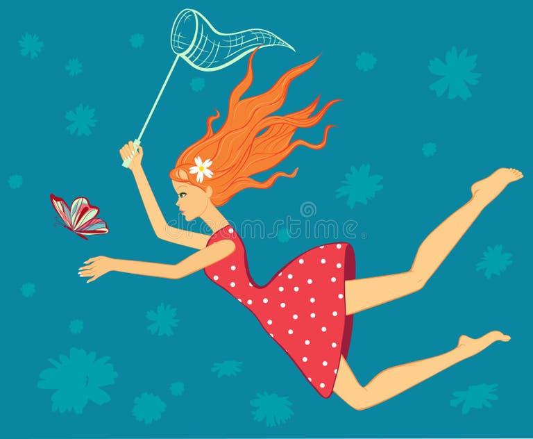 Cute Girl Butterfly Net Stock Illustrations – 314 Cute Girl Butterfly ...
