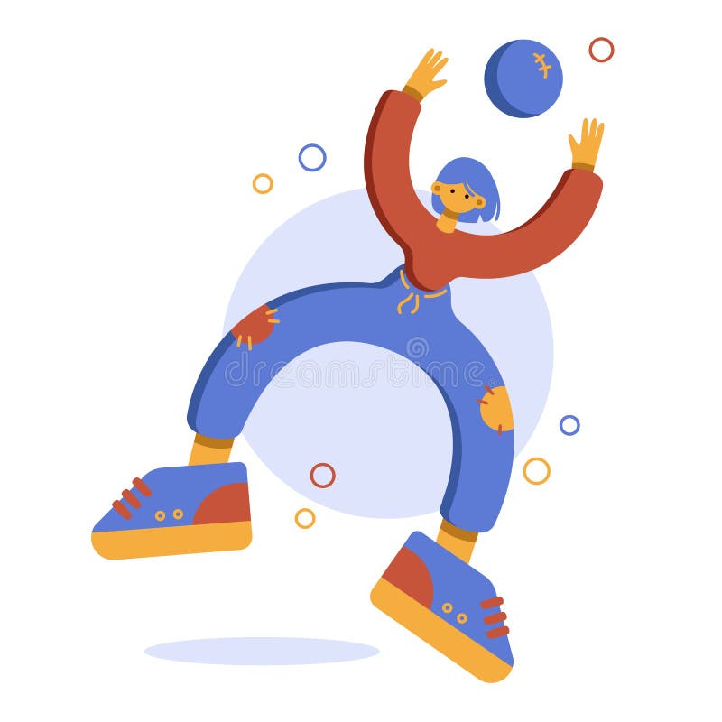 The Girl Catching the Ball. Stock Vector - Illustration of exercise ...