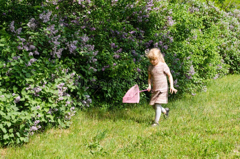 Girl catching butterflies stock image. Image of outdoor - 54599357