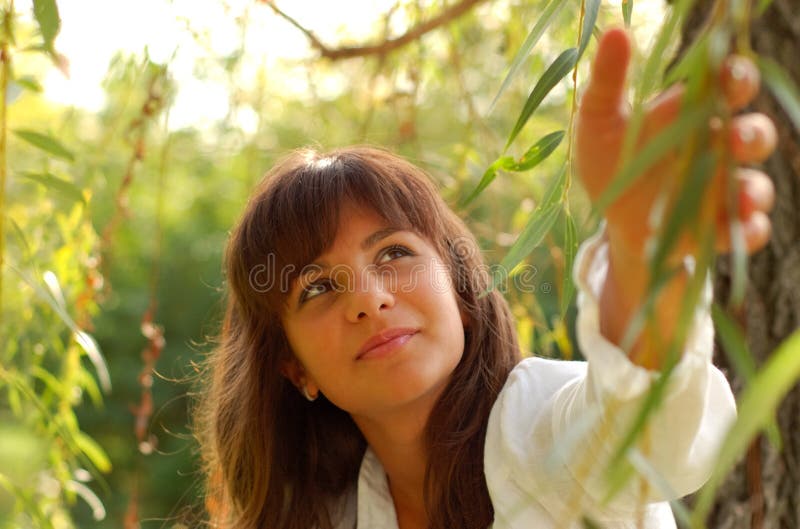 Girl catching a leaf stock photo. Image of hand, leaf - 3270130