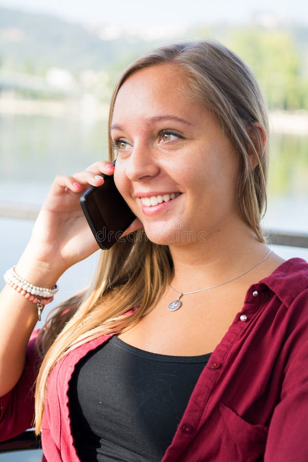 Girl with cell phone stock photo. Image of communication - 43966496