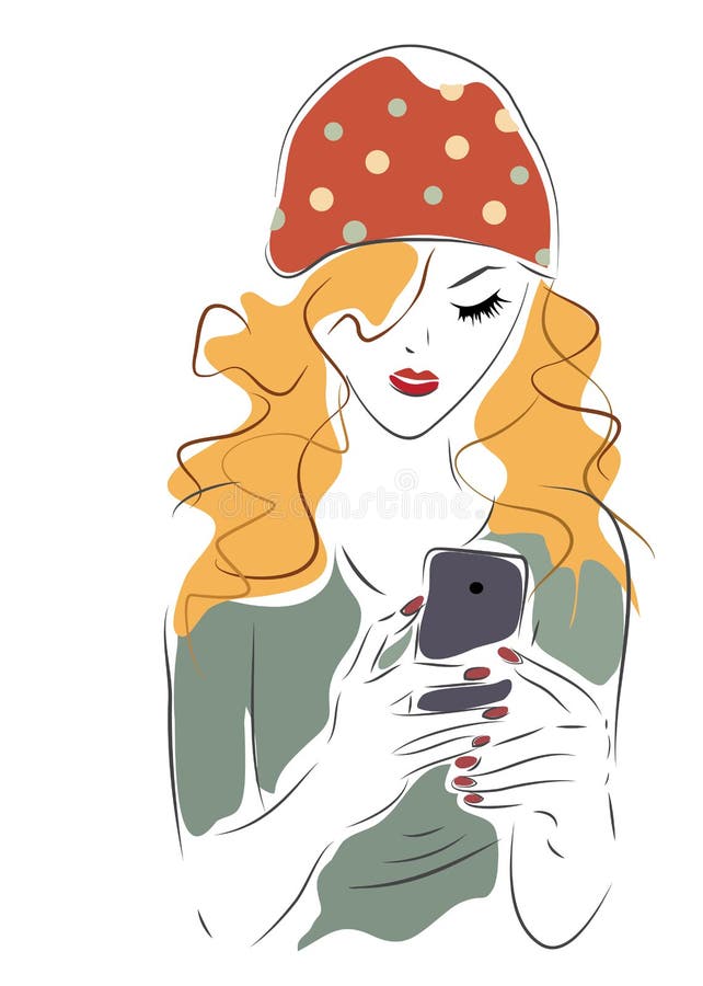 Girl Cell Phone Stock Illustrations – 10,310 Girl Cell Phone Stock ...