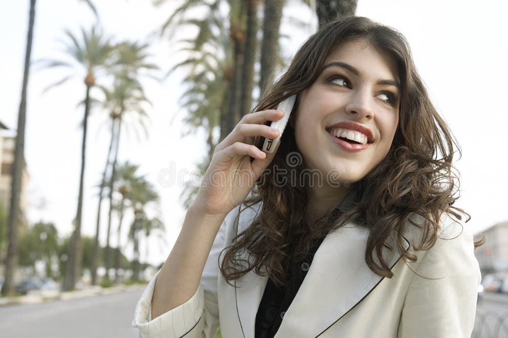 Girl with Cell Portrait stock image. Image of elegant - 25195949
