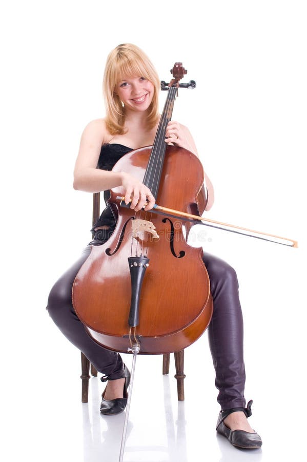 Girl with a cello stock photo. Image of smile, cello - 15871952