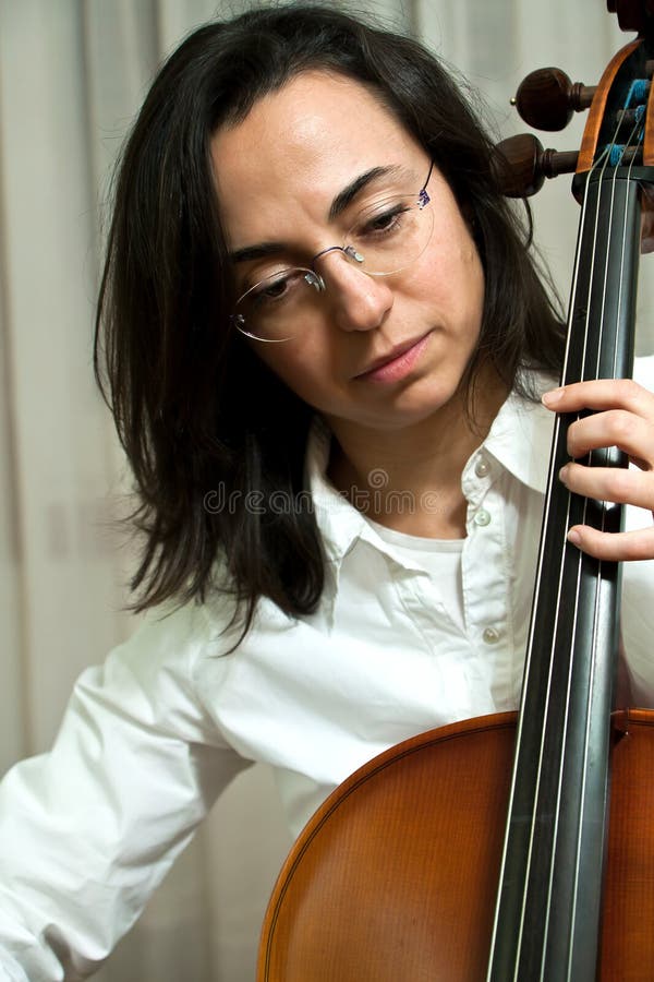 Girl and cello stock image. Image of young, hair, shadow - 17429713