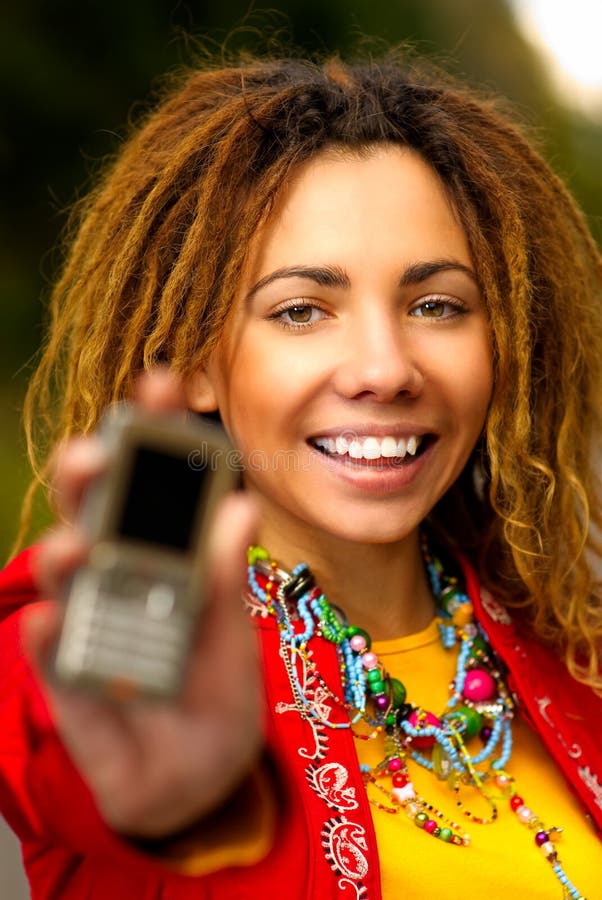 Girl with Cellular Telephone Stock Photo - Image of mobile, nature: 7410536