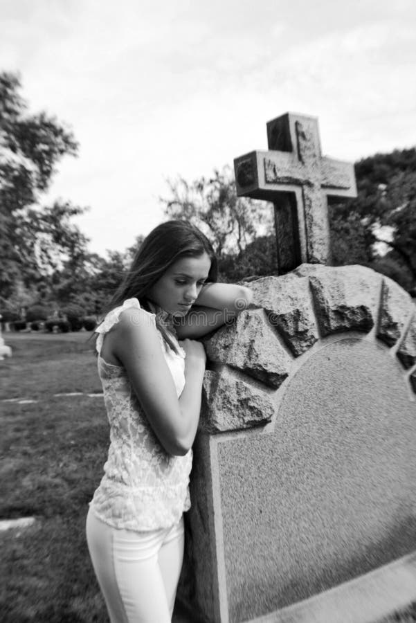Girl in a cemetery stock image. Image of looking, outdoors - 1288757