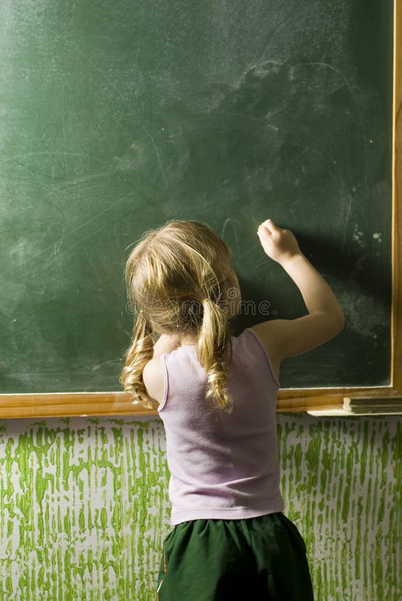Girl with Chalkboard stock image. Image of young, children - 6409535