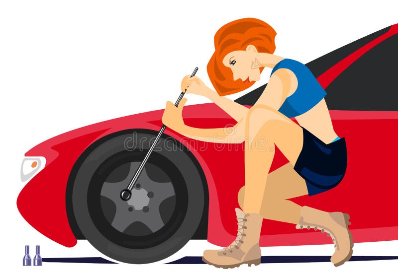 Changing Tire Woman Stock Illustrations – 30 Changing Tire Woman Stock ...
