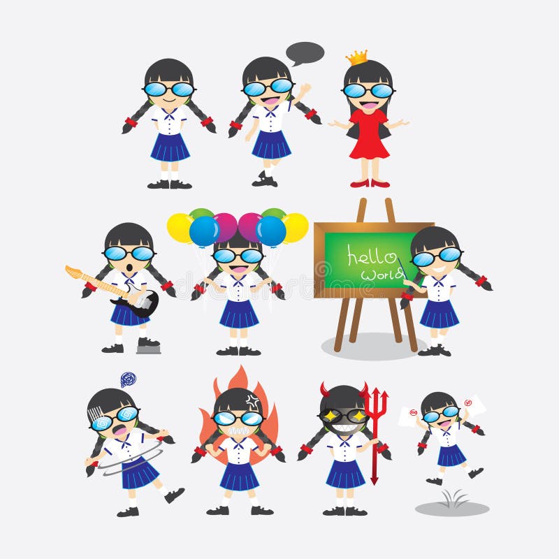 Girl Character Different Actions Stock Illustrations – 767 Girl ...