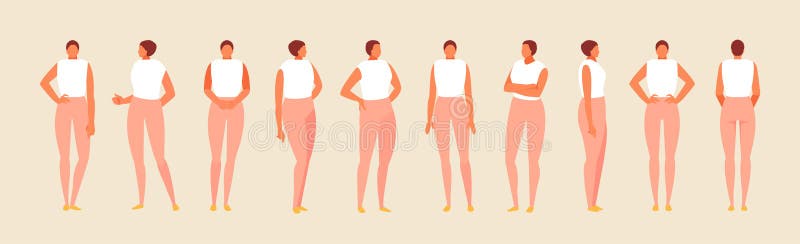 Girl Character in Various Positions Stock Vector - Illustration of body ...