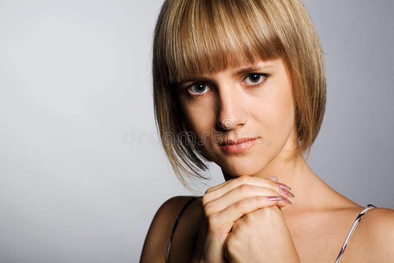 Blonde Girl With A Charming Look. Stock Photo - Image of lovely ...