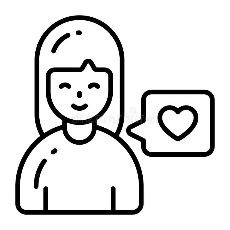 Girl with Chat Bubble and Heart, Icon of Love Chat Stock Vector ...
