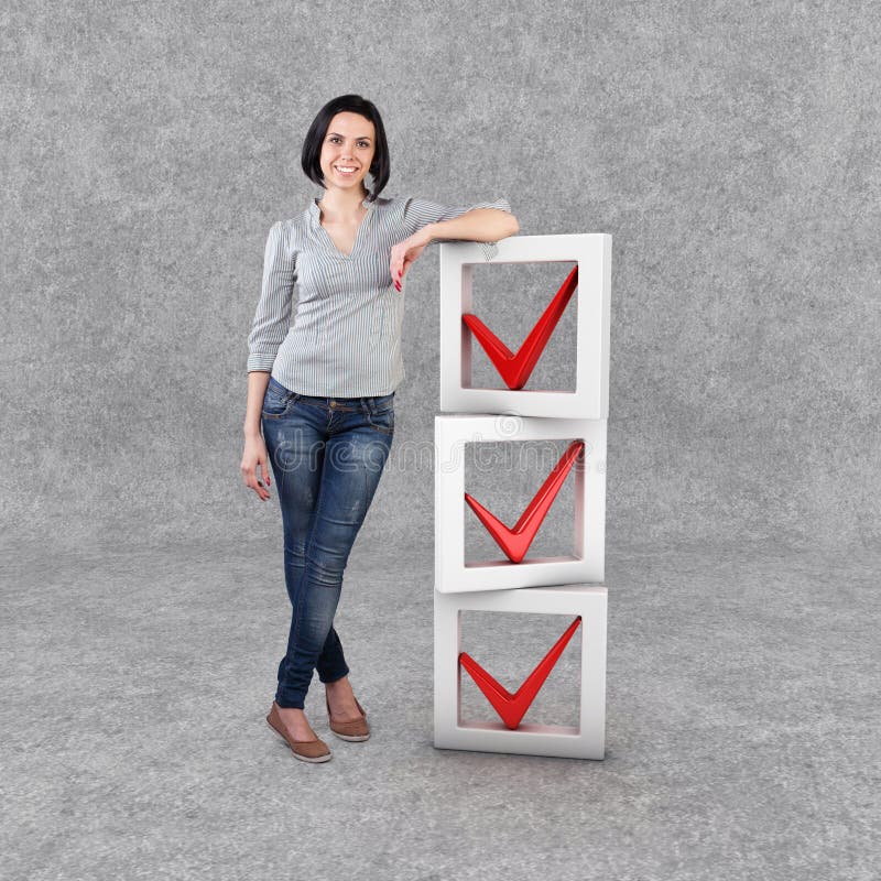 Girl with a check list stock photo. Image of checklist - 46539474