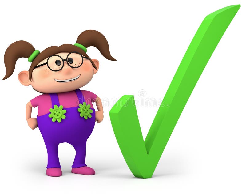 Girl with check mark stock illustration. Illustration of check - 25465465