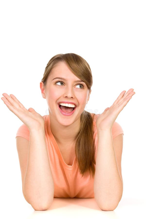 Girl cheering stock photo. Image of expression, cheerful - 16870294