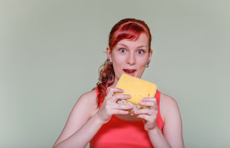Girl with a Piece of Cheese Stock Photo - Image of milk, girl: 76886046