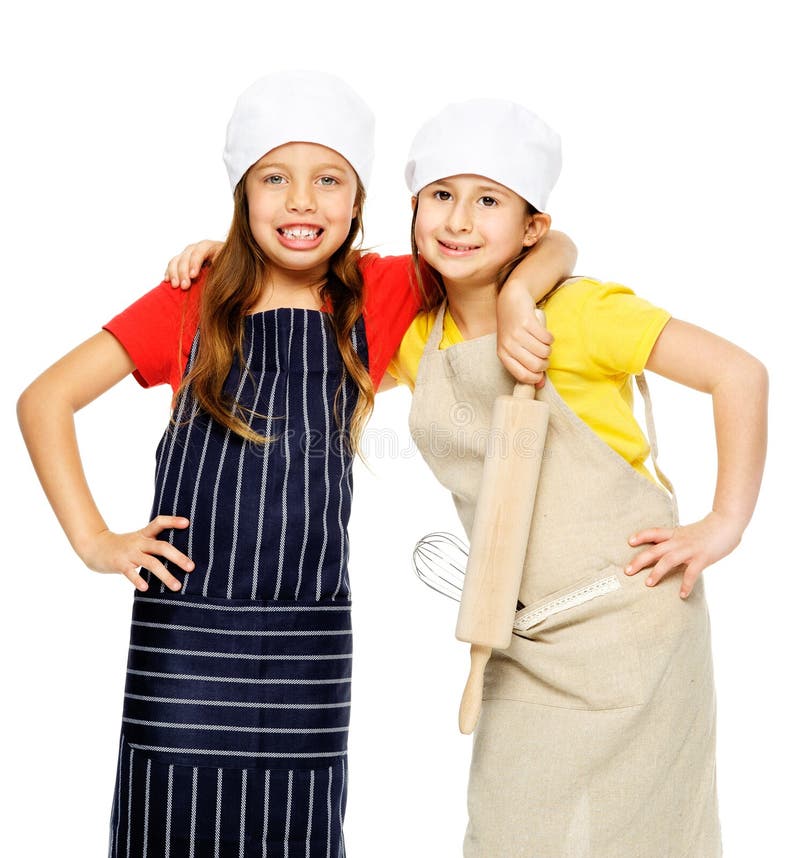 Happy Chef Kids with Wooden Cooking Utensils Stock Image - Image of ...