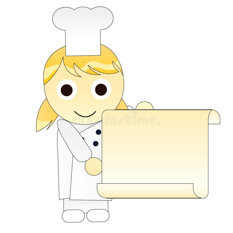 Girl Chef Menu stock vector. Illustration of chalk, lunch - 14062395
