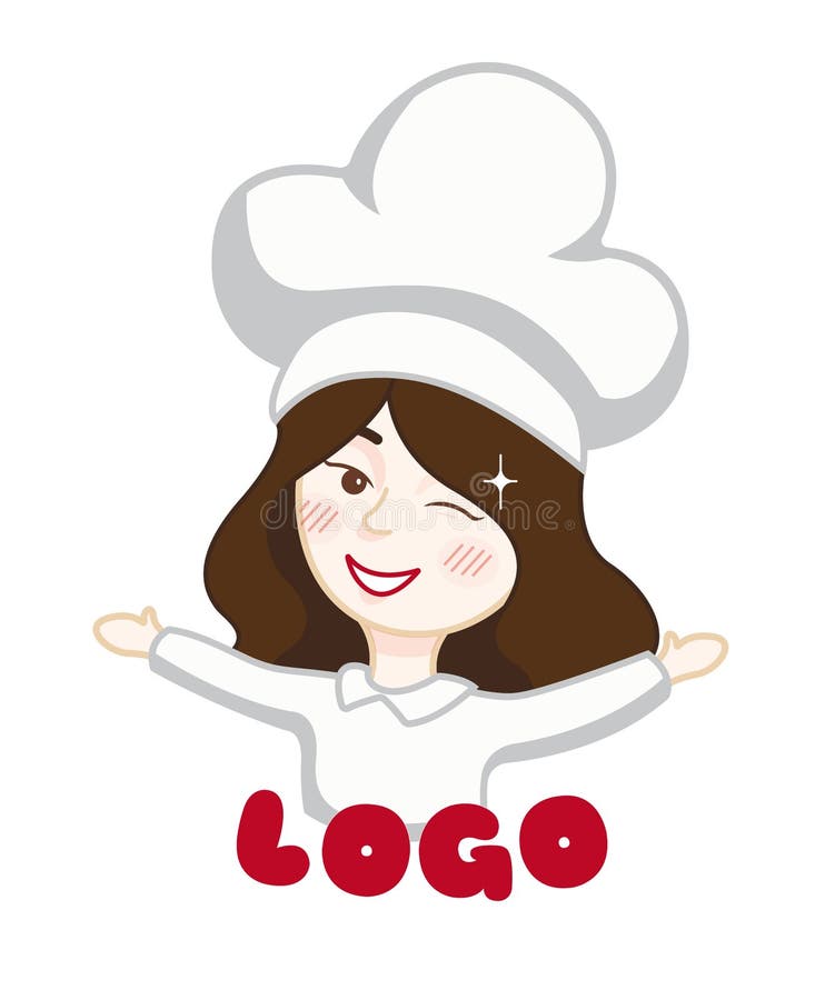 Girl Chef is Smiling. Vector Logo Stock Vector - Illustration of cook ...