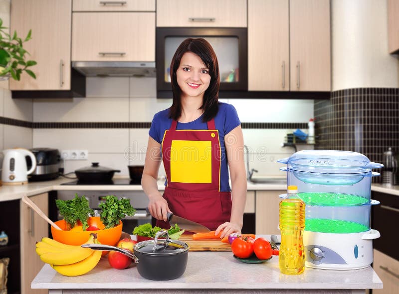 Girl chef stock image. Image of cuisine, dinner, kitchen - 57708167