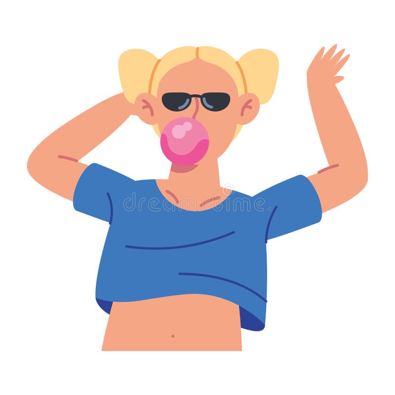 Girl chew gum stock illustration. Illustration of chewing - 346124075