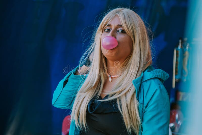 Girl chewing gum stock photo. Image of relax, playful - 275458004