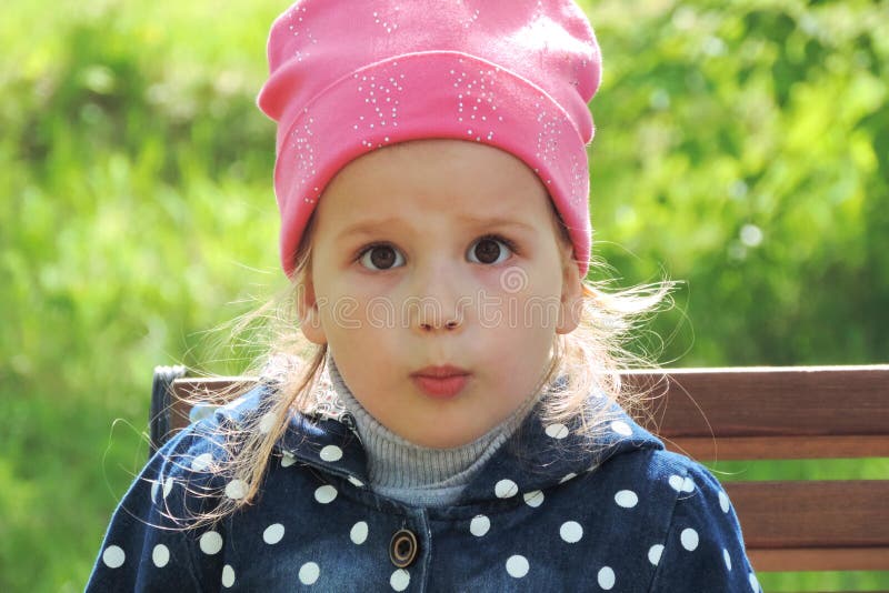 Girl Child with Anxious Funny Expression, Expressive Emotions Stock ...