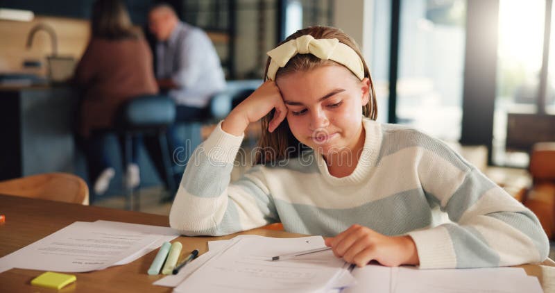 Girl, Child and Frustrated with Homework, Thinking and Learning ...