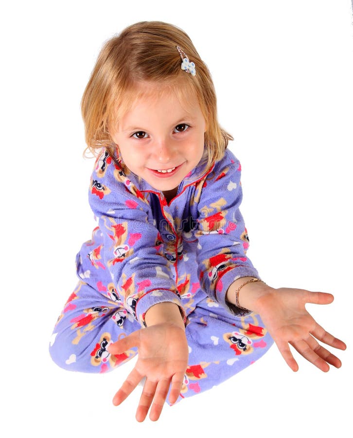 Little girl in pajamas stock image. Image of bedroom - 11904993
