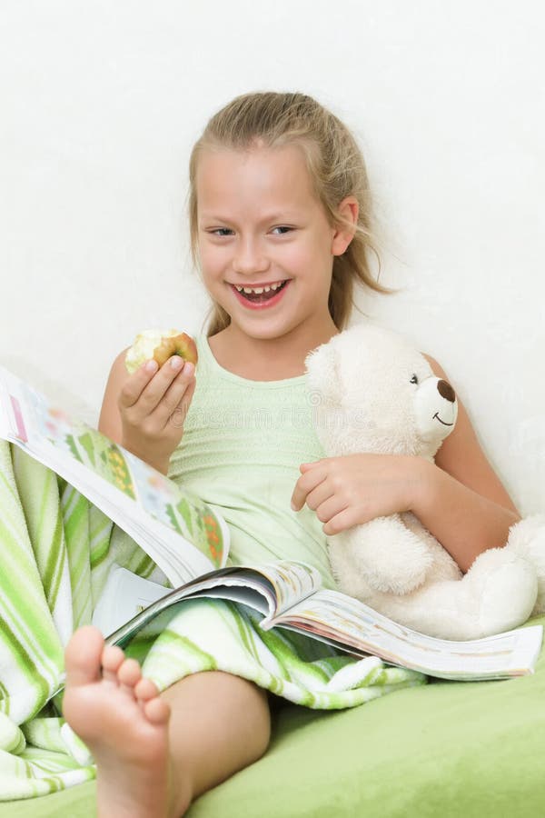 Girl Child Resting at Home. Stock Photo - Image of child, indoors: 82011518