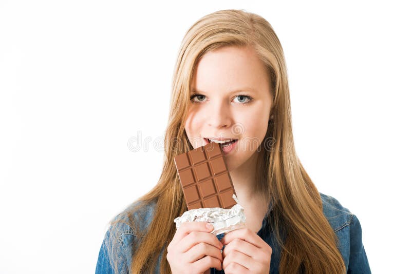 Girl with chocolate stock image. Image of sweet, schoki - 37859423