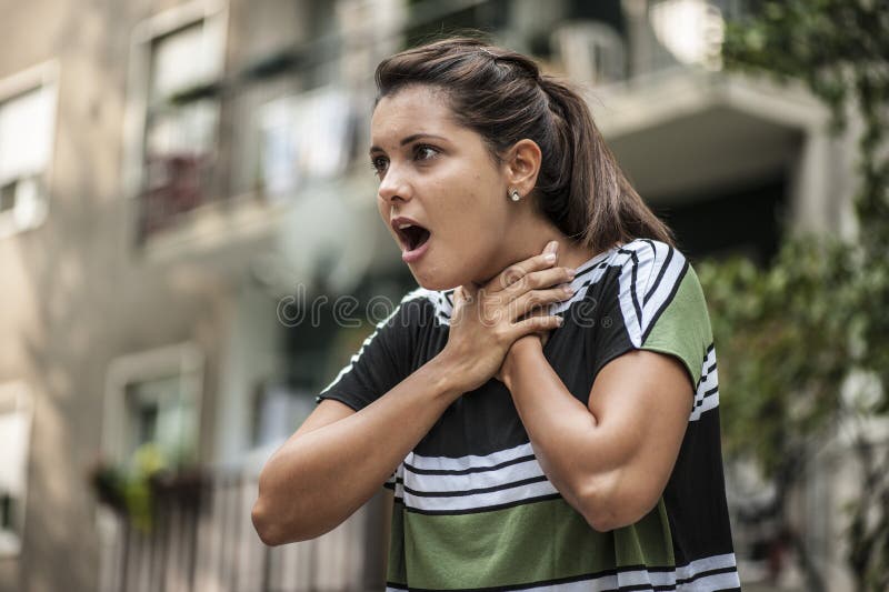 Girl is choking stock image. Image of making, choke, upper - 78872303