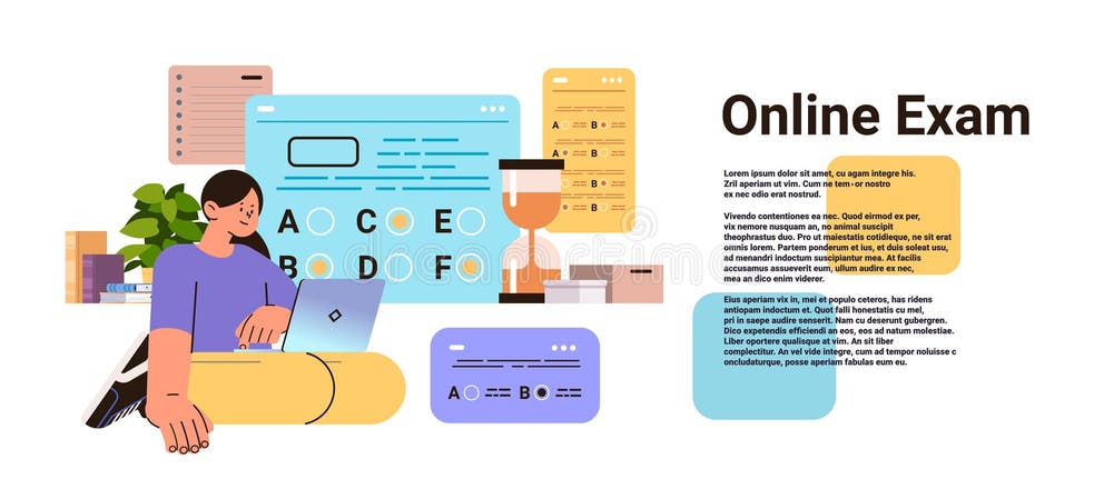 Girl Choosing Correct Answer in Test Online Exam Education E-learning ...