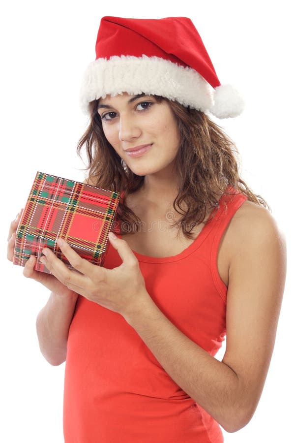 Girl with christmas box stock image. Image of noel, claus - 3825073