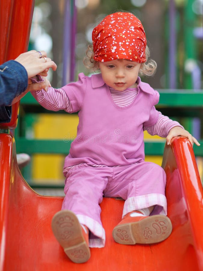 Girl on chute stock image. Image of girl, look, play - 10640927