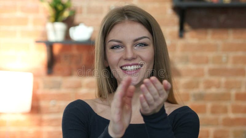 Girl Clapping Clapboard and Raising Eyebrows Stock Footage - Video of ...