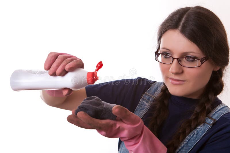 Girl cleaning stock photo. Image of hair, liquid, sponge - 17728450