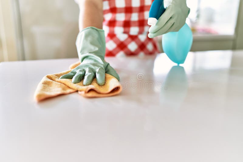 Girl Cleaning Table at the Kitchen Stock Image - Image of indoor, arms ...